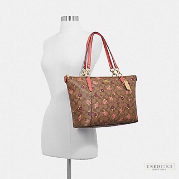 Coach | Bags | Nwt Coach Ava Tote Signature Canvas Peony Print | Poshmark